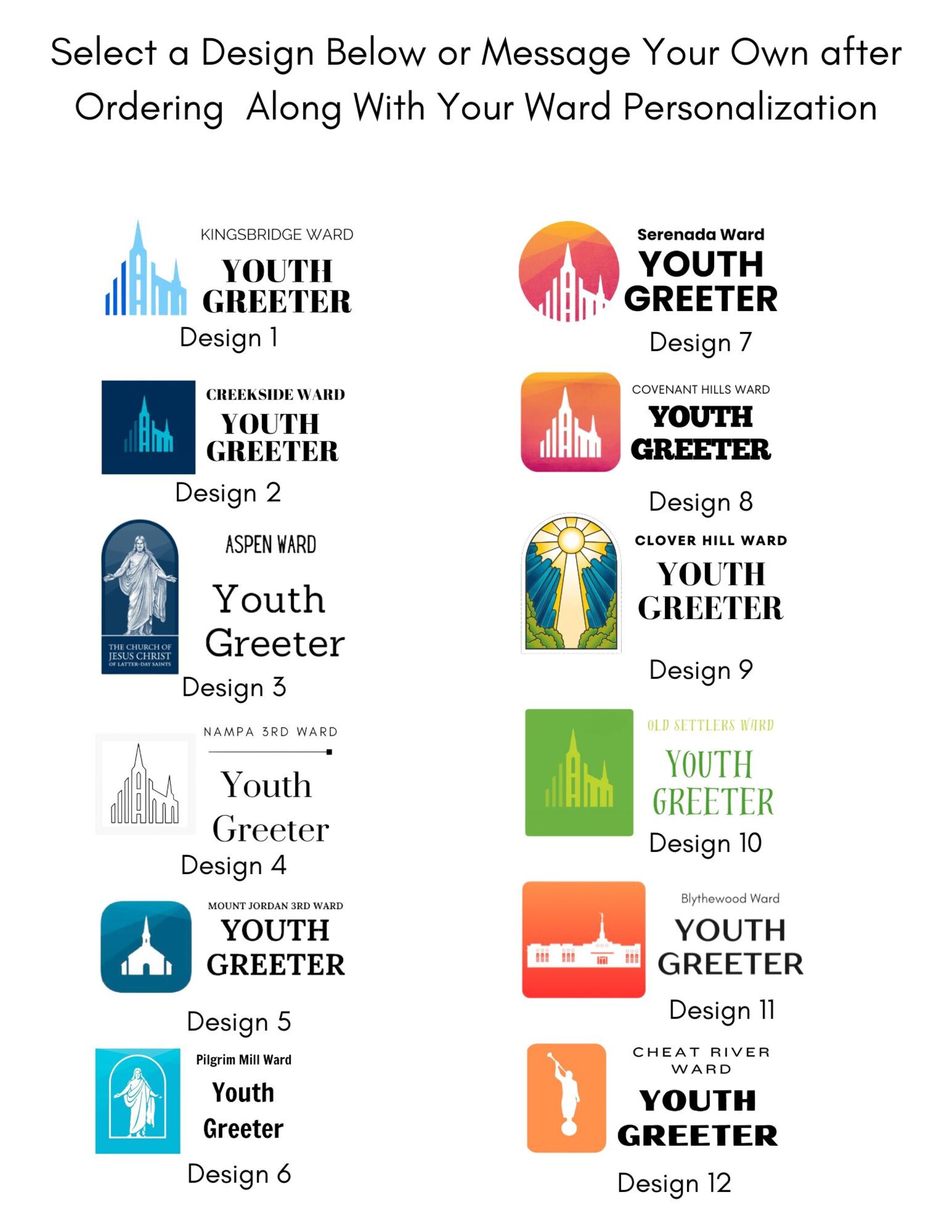 Youth Greeter Badges Custom Magnetic Ward Name Badges Bulk Group ID ...