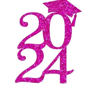 Hot Pink Girly Glitter Graduation Decorations Class of 2025 Centerpiece ...