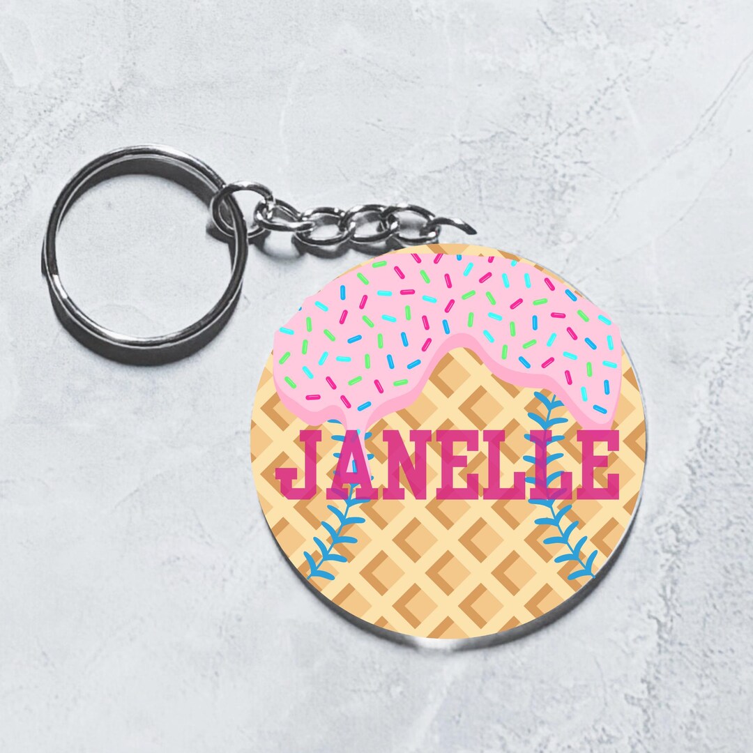 Personalized Keychain Drip Baseball Ice Cream Sprinkle Name Keychain ...