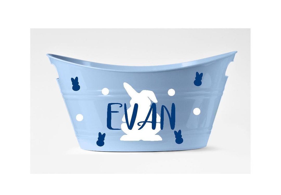 Personalized Easter Basket Blue and White Custom Easter Bucket ...