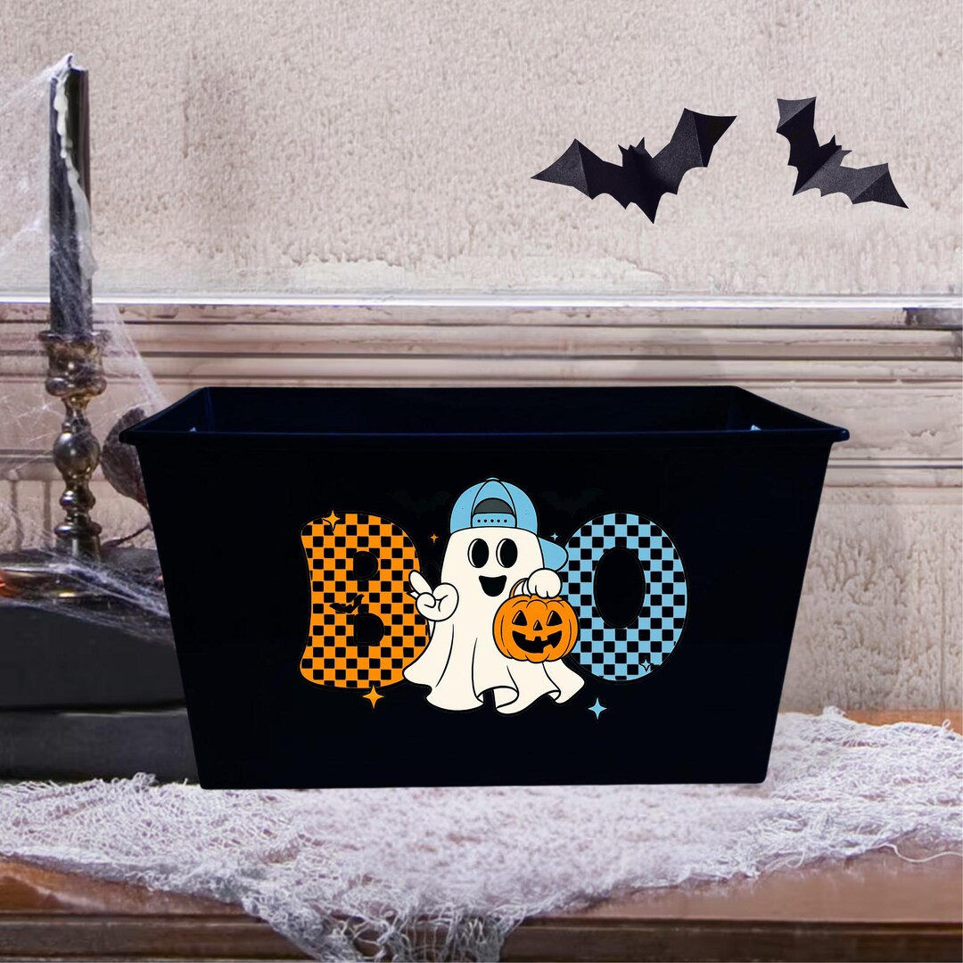Halloween Boo Basket Ghost & Pumpkin Custom Trick or Treat Candy Bucket ...
