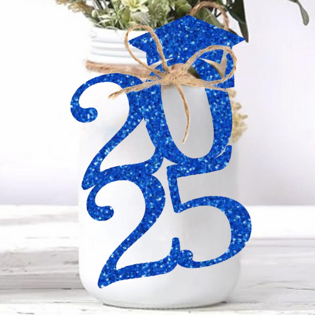 Blue Glitter Graduation Party Decorations Class of 2025 Centerpiece ...