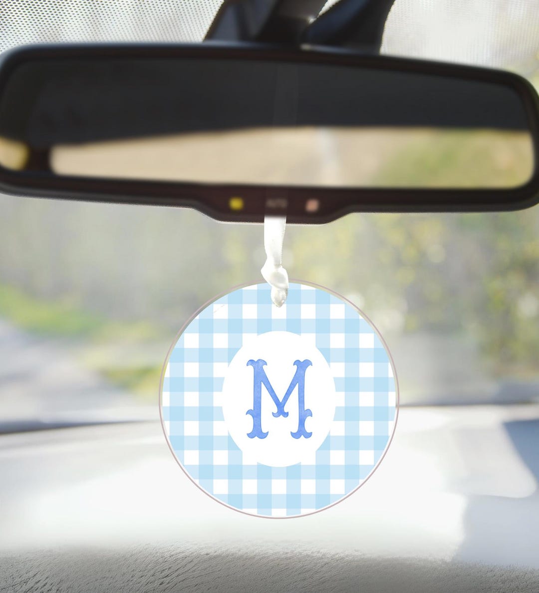 Preppy Gingham Personalized Rear View Mirror Charm Grandmillenial ...