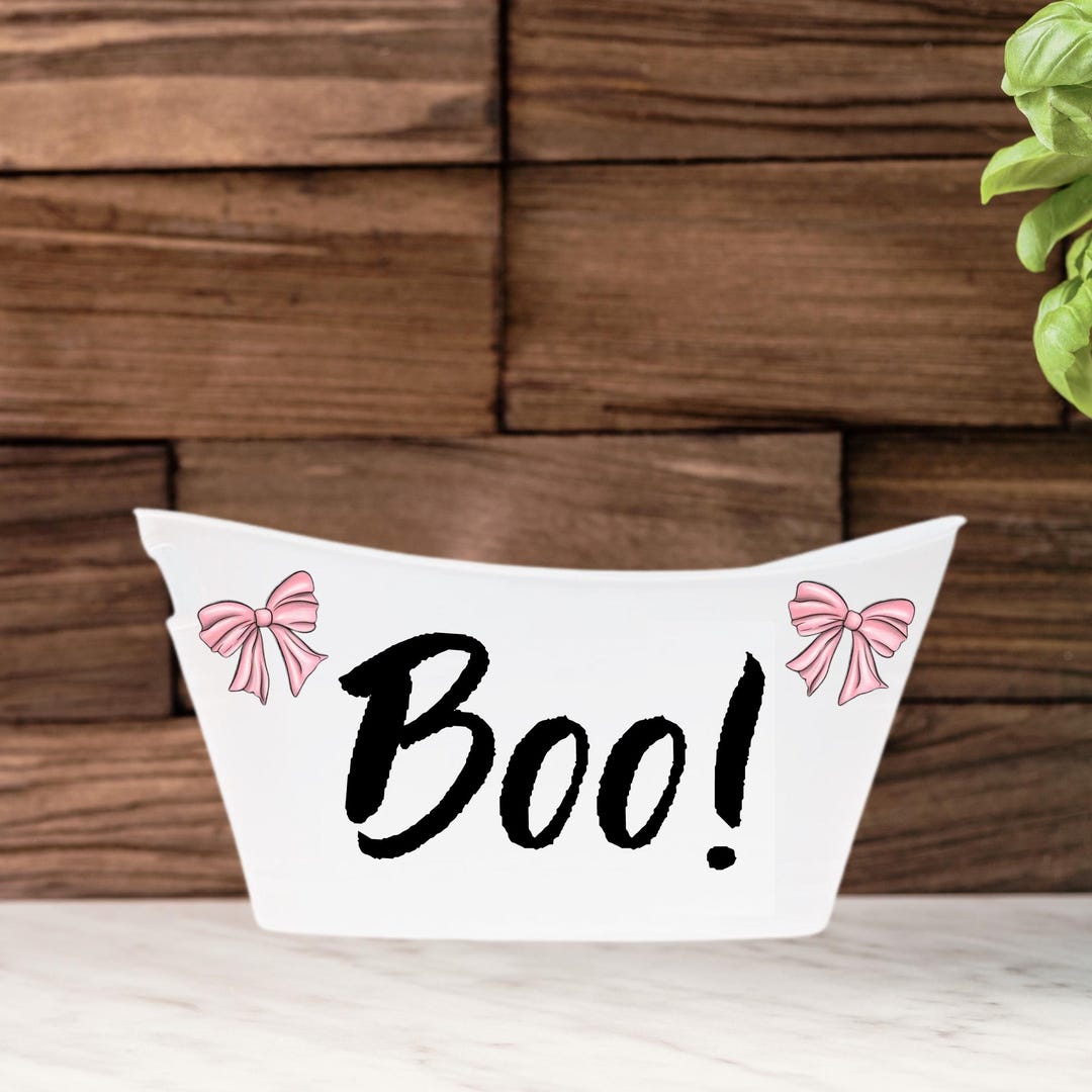 Pink O Ween Coquette Boo Cute Ghost Pink Girly Retro Halloween Basket ...