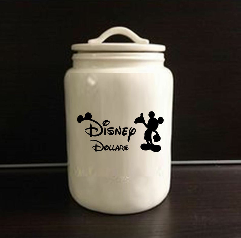 Savings Jar Decal Disney Vacation Fund Disney Dollars Adult Piggy Bank ...