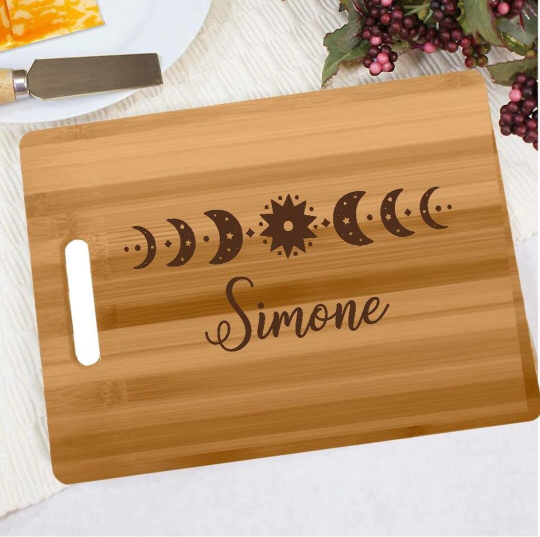 Personalized Lunar Phases Engraved Bamboo Cutting Board Moon - Etsy