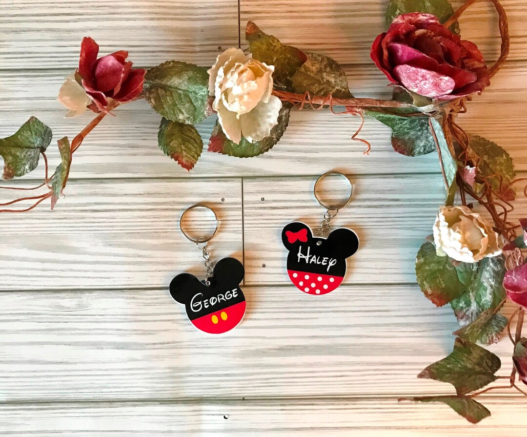 Personalized Mickey Head Key Chain Personalized Minnie Key Chain ...
