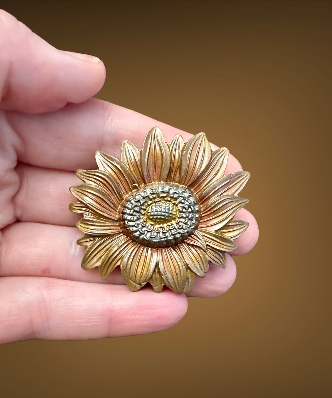 Sepia Sunflower Polymer Clay Brooches/pins - Etsy