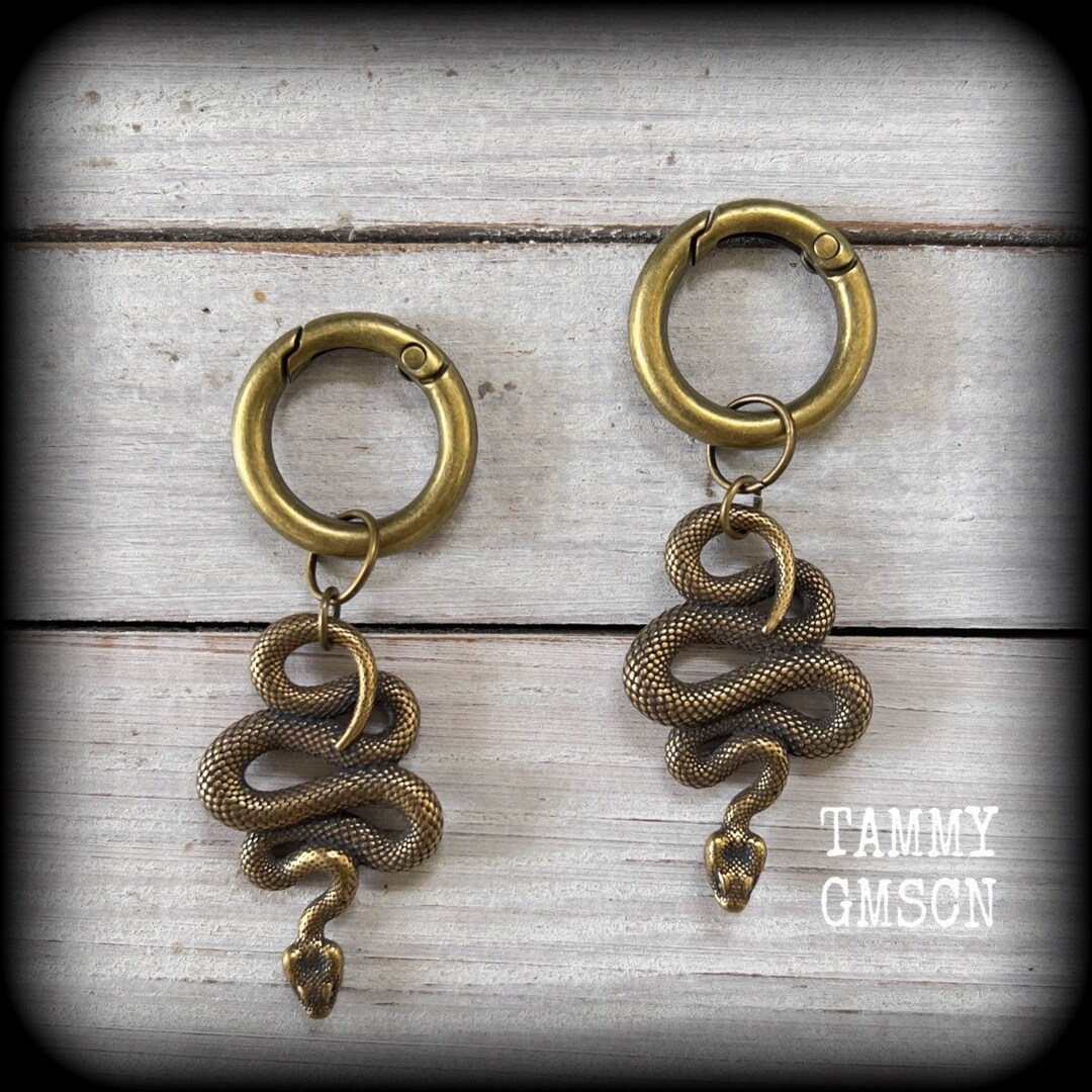 Bronze Serpent Earrings Snake Ear Weights Hoop Earrings 2 Gauge ...