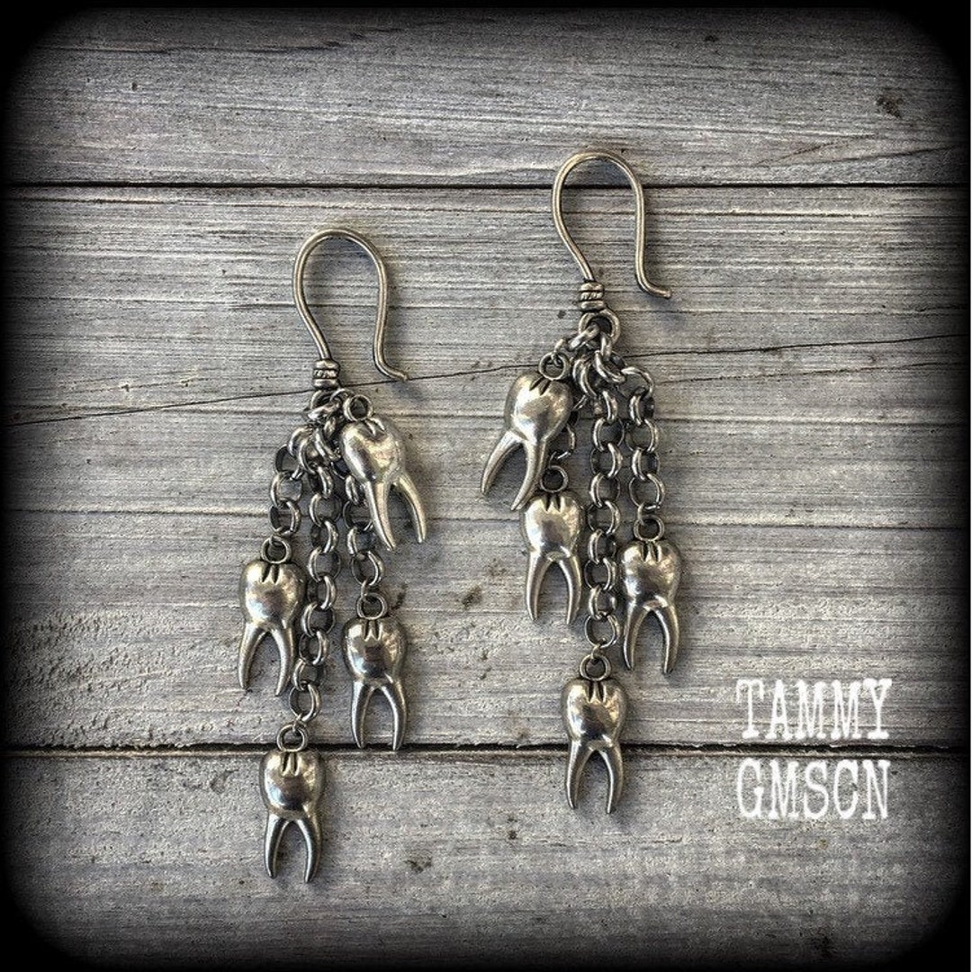 Tooth Earrings 8 Gauge Earrings Molar Earrings Teeth Earrings - Etsy
