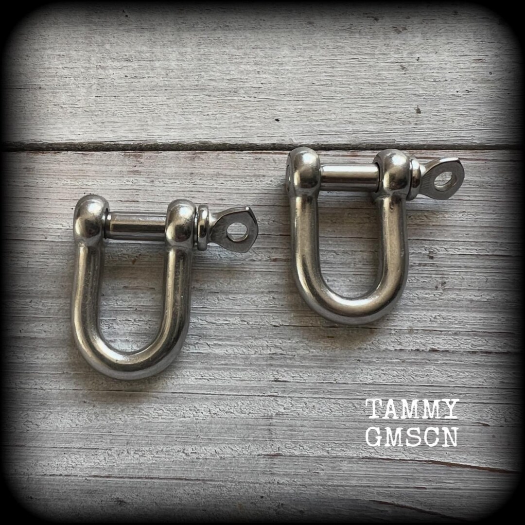 DIY Industrial D Shackles for Stretched Lobes ONE PAIR -short- 2 Gauge ...