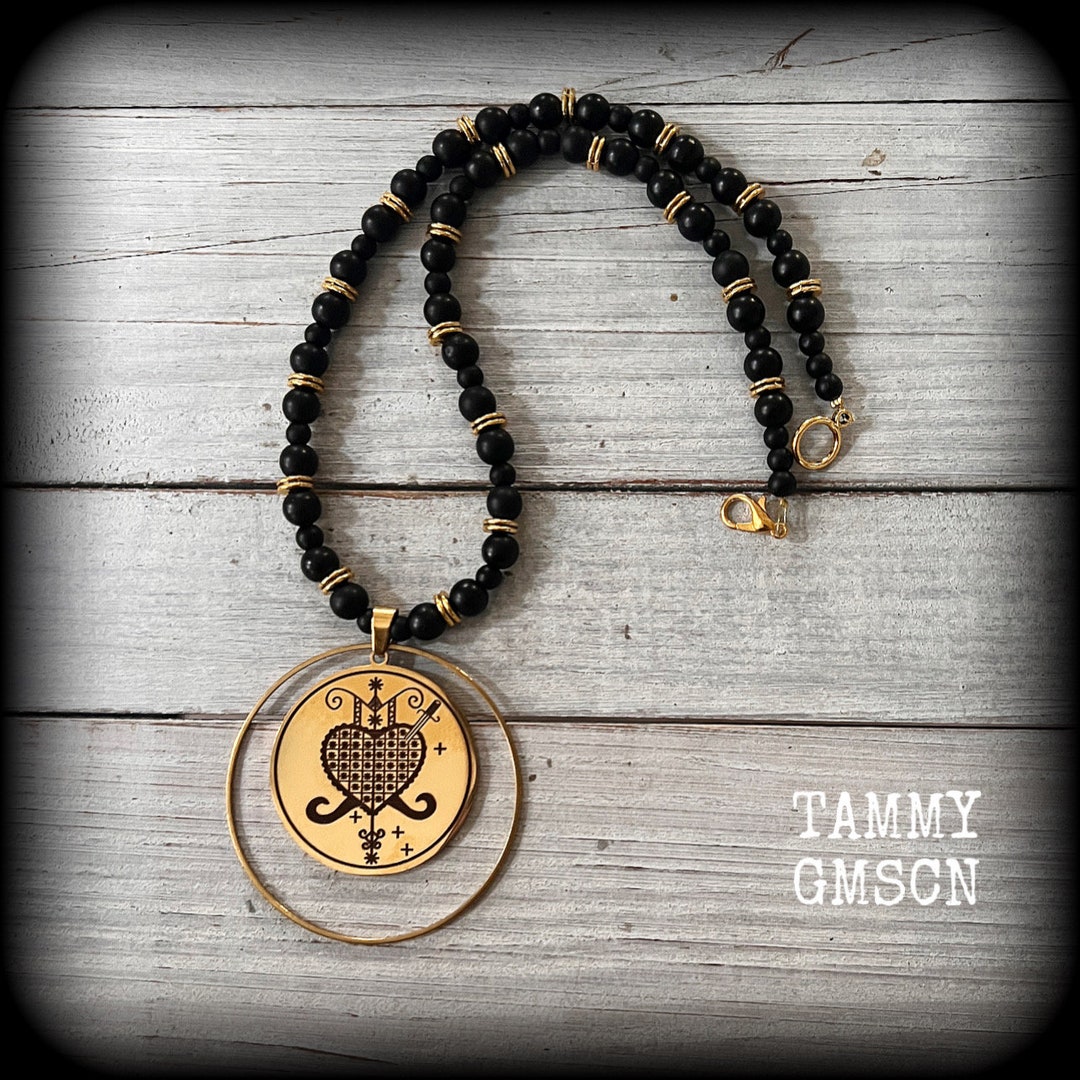 Erzulie Dantor Necklace Voodoo Veve Necklace Voodoo Jewelry Necklace ...