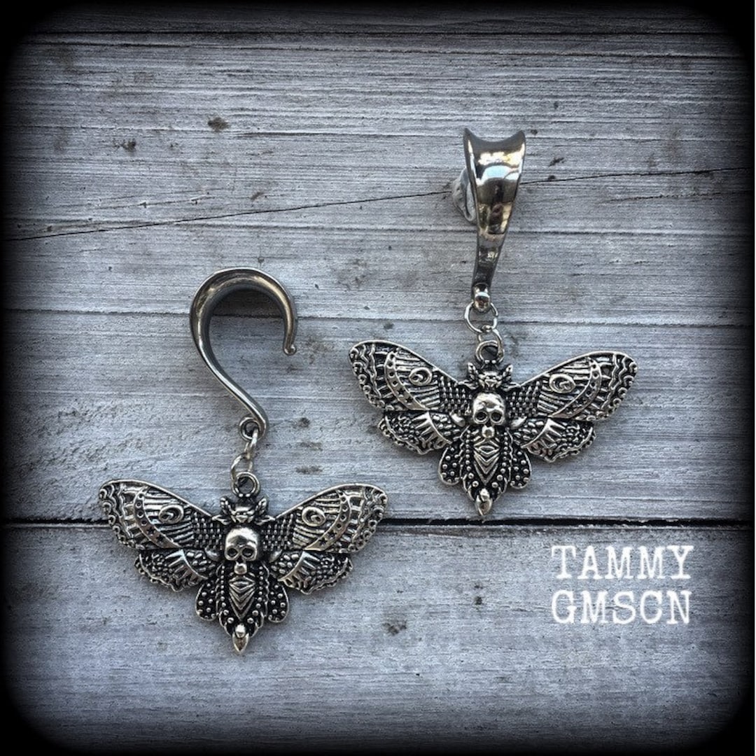 Deaths head moth ear hangers Moth earrings Insect earrings Bugs Moth ...