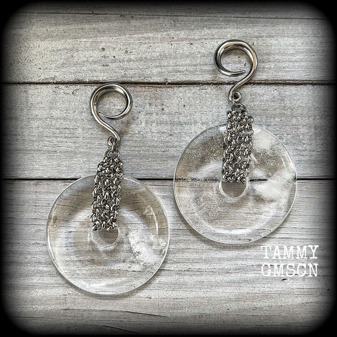 Clear Quartz Ear Weights 6 Gauge Ear Weights Ear Hangers Gemstone Lobe ...