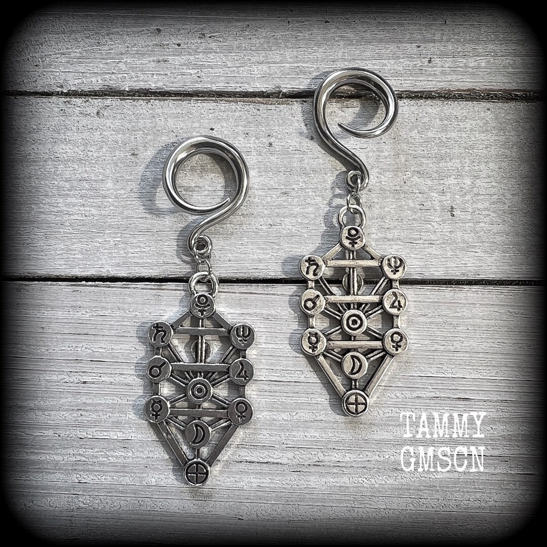 Kabbalah Tree of Life Gauged Earrings Qabalah Jewelry 6 Gauge Ear ...