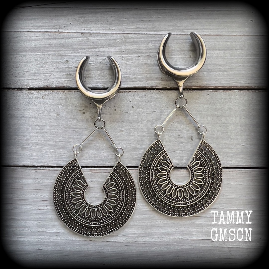 Mandala Ear Weights 19mm Ear Weights Boho Ear Weights Gypsy Ear Weights ...