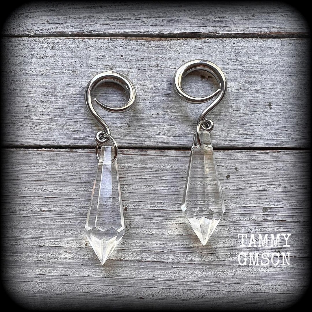 Prism Ear Hangers 6 Gauge Ear Weights 4mm Ear Gauges Faux Glass Gauged ...