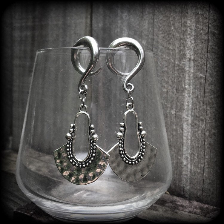Tribal Ear Weights Artemis 2 Gauge Ear Weights Antique Silver Ear ...