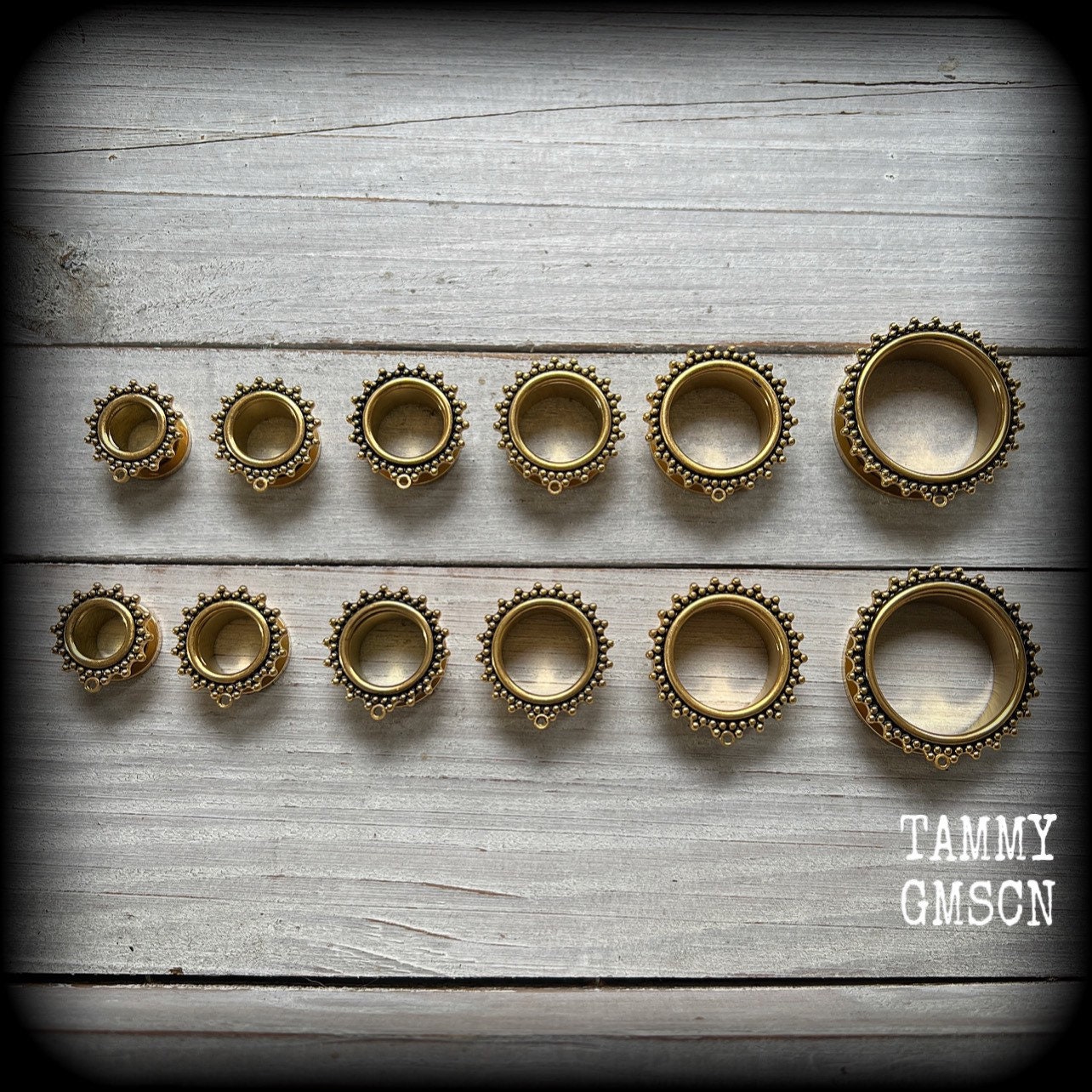 DIY Ornate Gold Tone Tunnels Screw Fit Connector Tunnels MYO Earlets ...