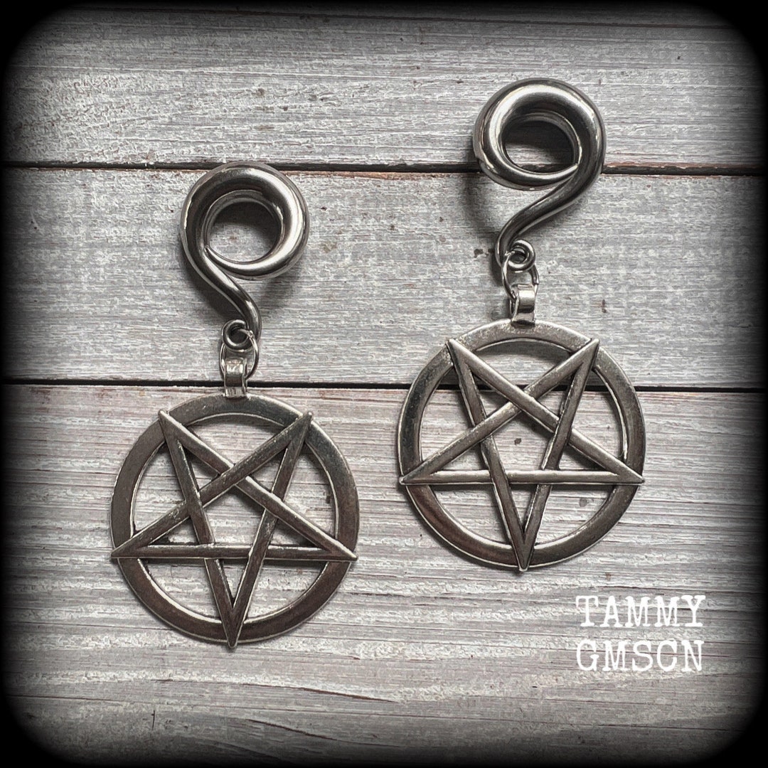 Inverted Pentagram Ear Weights Pentagram Gauges 0 Gauge Ear Weights ...