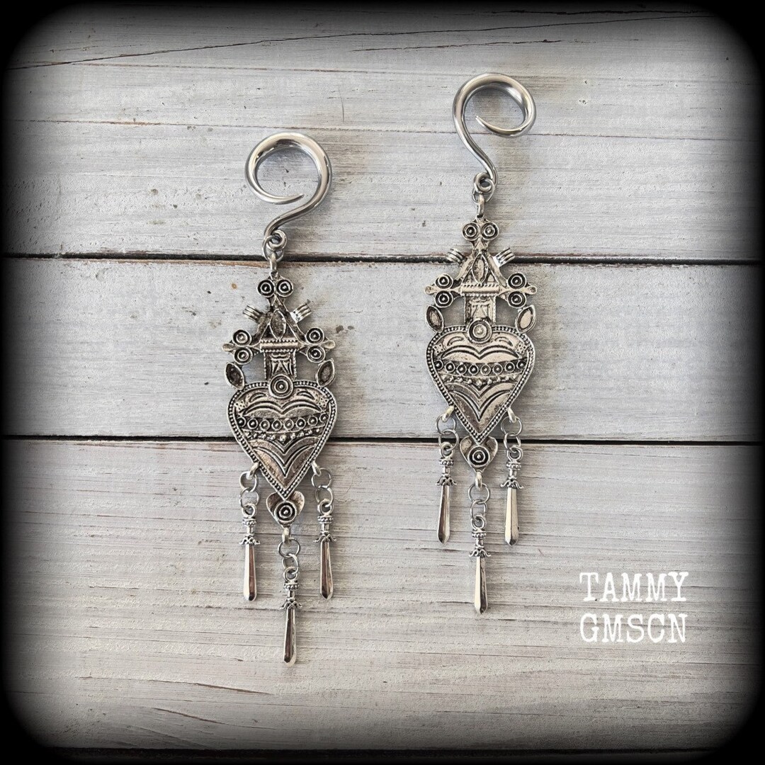 Tarot Card Ear Hangers Three of Swords Earrings 6 Gauge Ear Weights ...