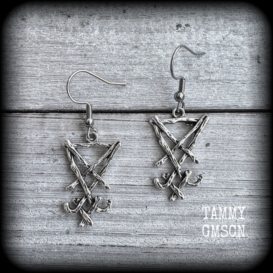 Lucifer Earrings Sigil of Lucifer Earrings Gothic Jewelry Occult ...