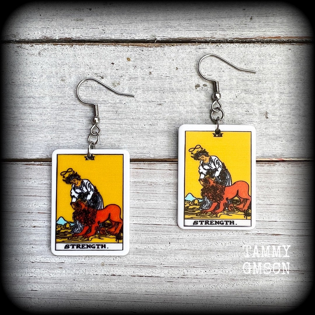 Strength Tarot Card Earrings Tarot Earrings Rider Waite Tarot Occult ...