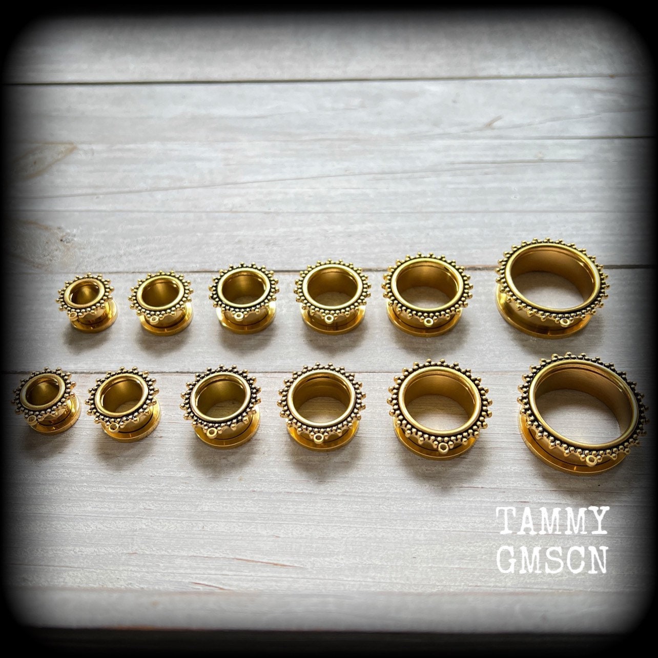 DIY Ornate Gold Tone Tunnels Screw Fit Connector Tunnels MYO Earlets ...