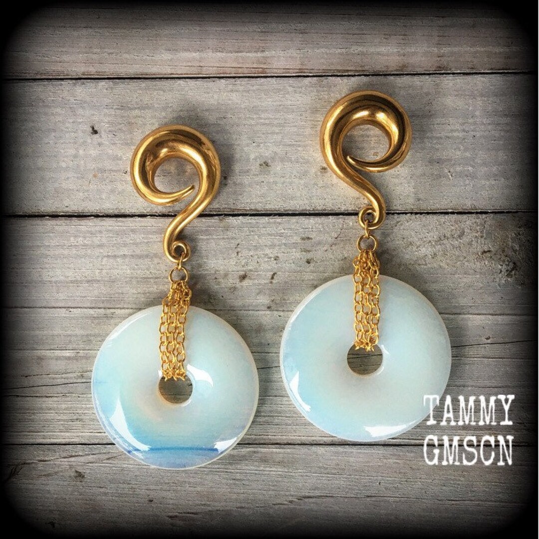Opalite Ear Weights 00 Gauge Ear Weights Gemstone Ear Weights Body ...