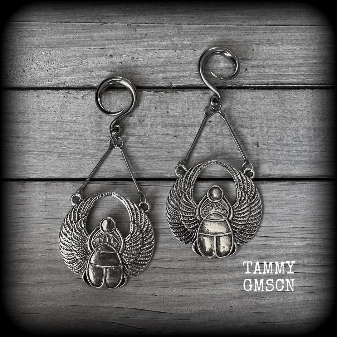 Scarab Beetle Ear Weight 6 Gauge Ear Weights Ear Hangers Stretched ...