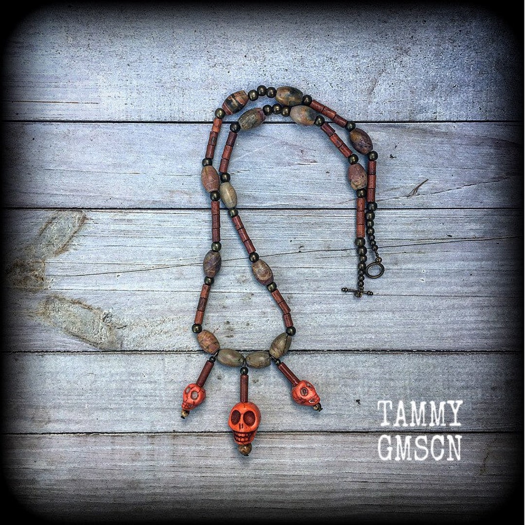 Papa Legba Necklace Voodoo Necklace Skull Necklace Jasper Necklace ...