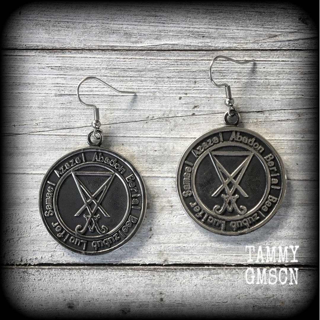 Sigil of Lucifer Earrings Baphomet Earrings Church of Satan Jewelry ...