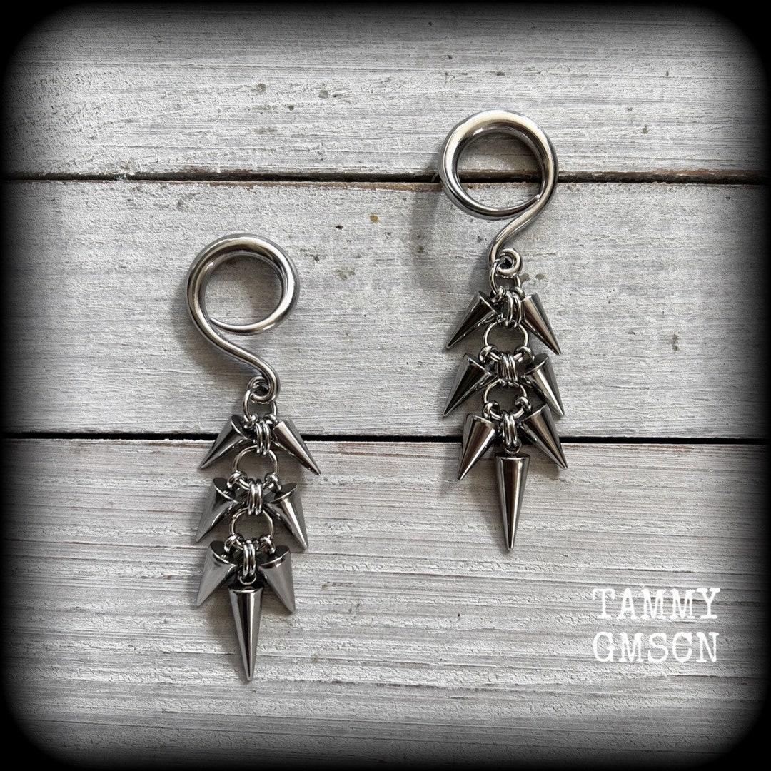 Punk Earrings Metal Spike Earrings 6 Gauge Ear Weights Ear Hangers Body ...