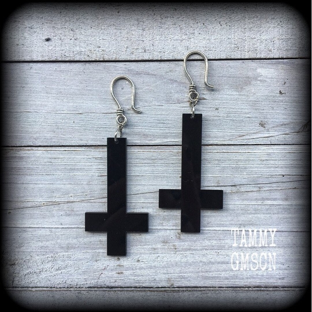Inverted Cross Earrings Upside Down Cross Earrings St Peters Cross ...