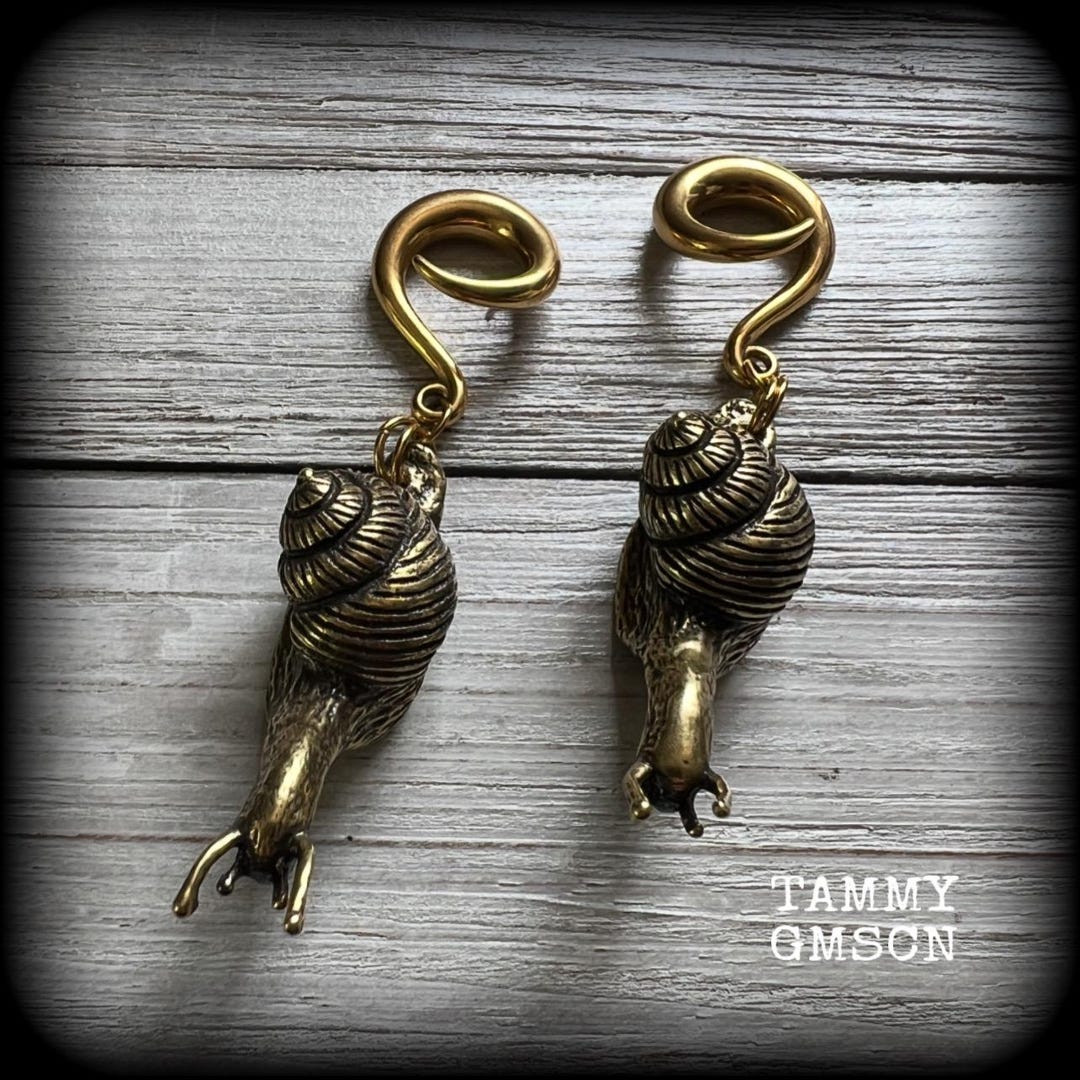 Snail Ear Weights 2 Gauge Ear Weights African Land Snail Ear Hangers ...