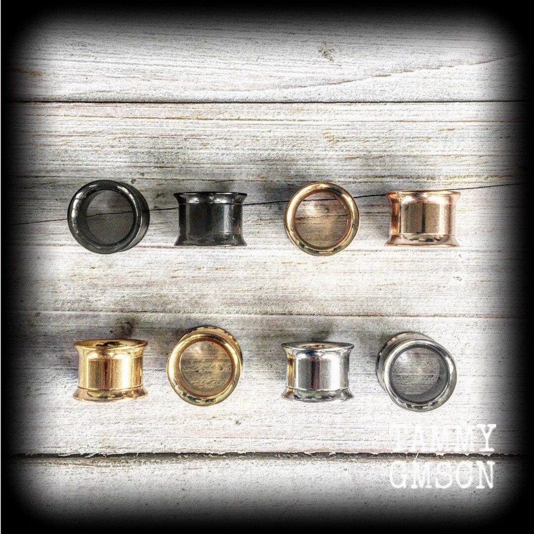 12mm Metal Earlets 1/2 Gauge Double Flared Tunnels Screw Fit Stainless ...