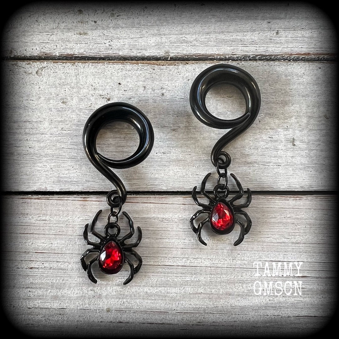 Redback Spider Ear Weights 2 Gauge Ear Weights Arachnid Ear Hangers ...