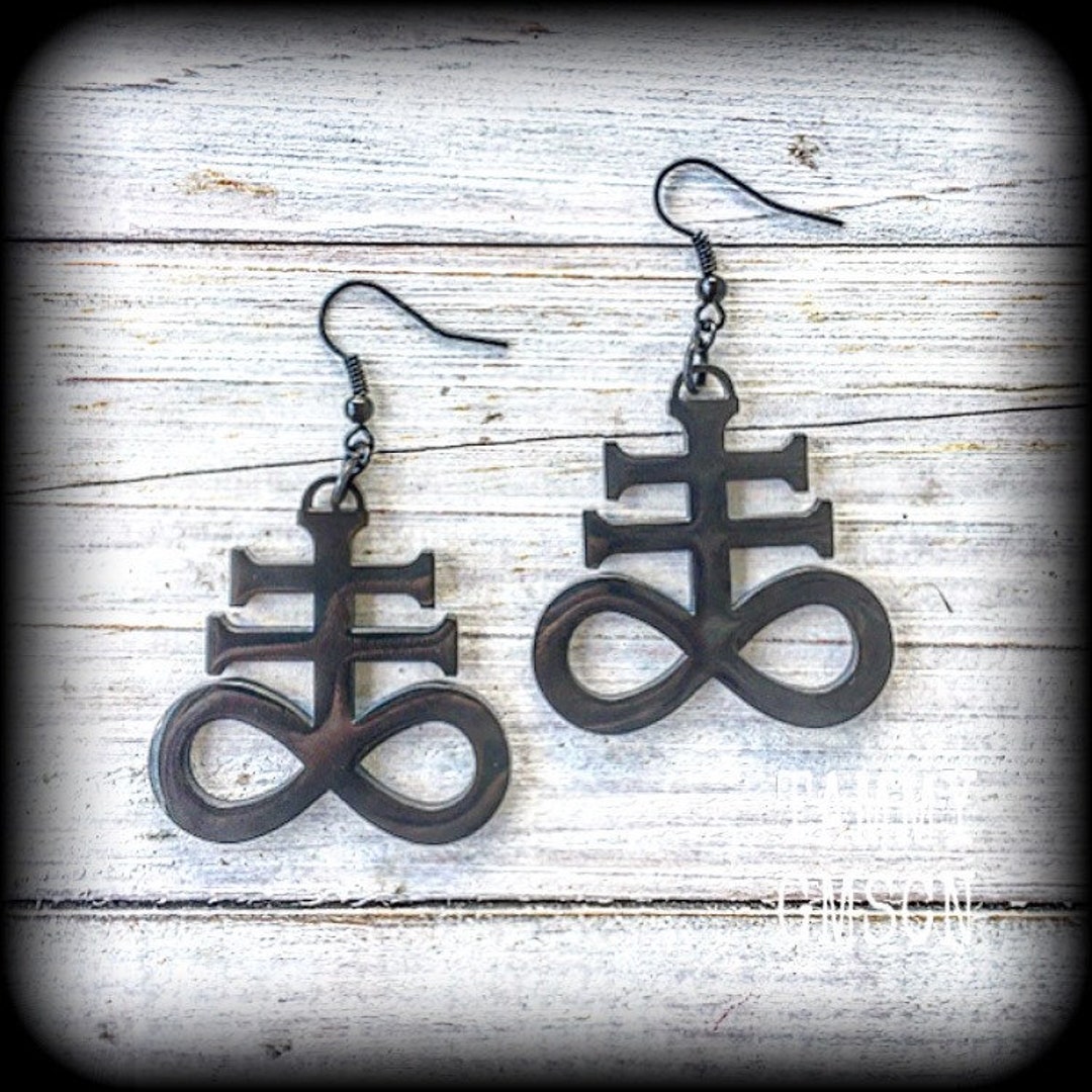 Brimstone Earrings Leviathans Cross Church of Satan Earrings Sigil of ...