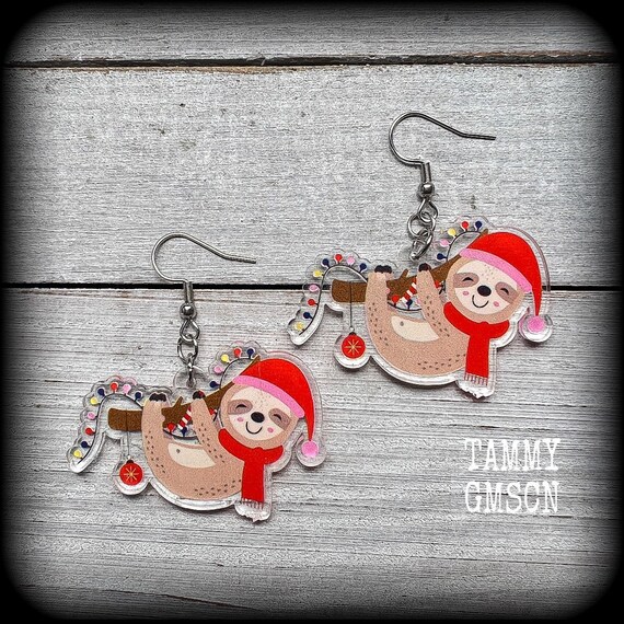 Sloth christmas earrings store