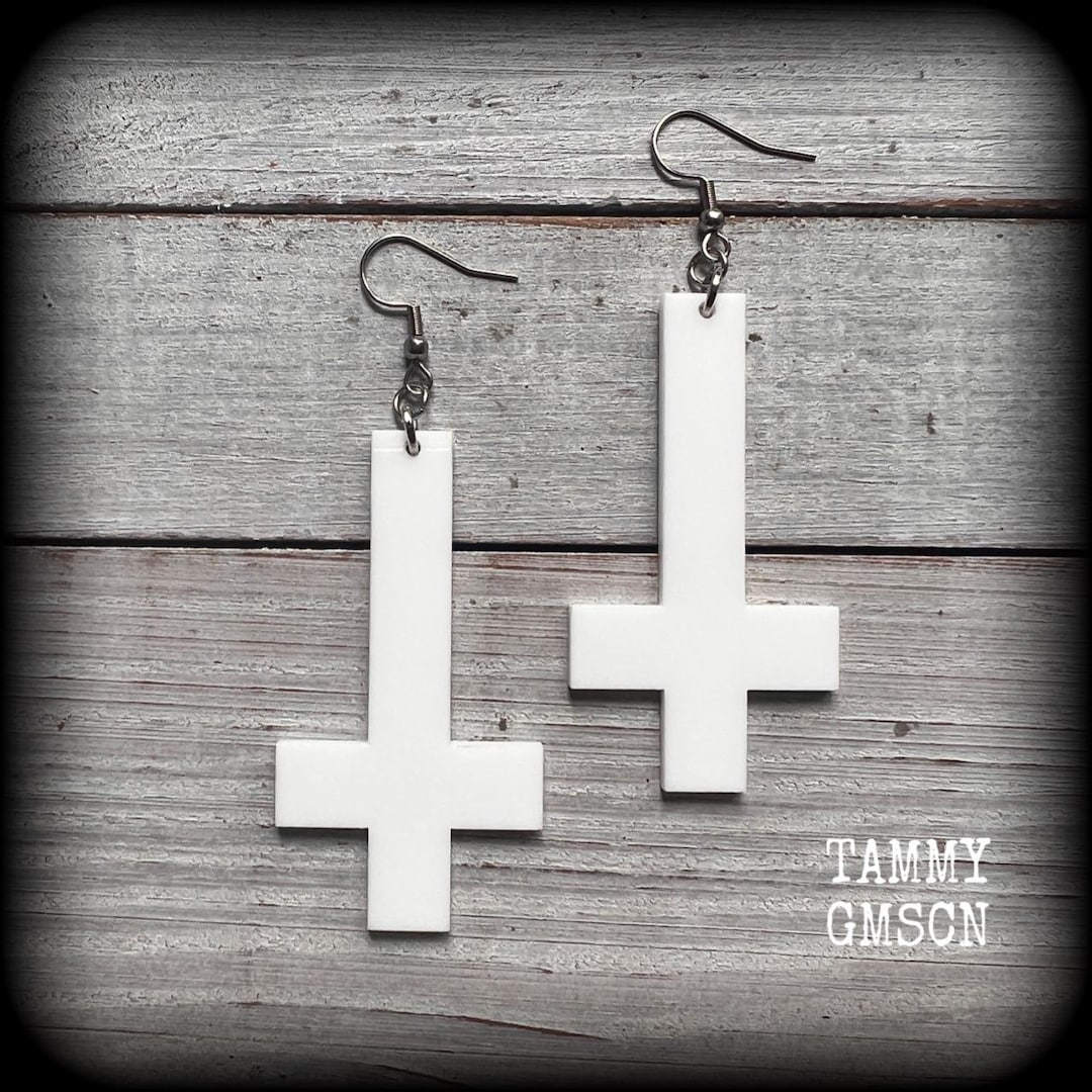 Inverted Cross Earrings Upside Down Cross Earrings St Peters Cross ...