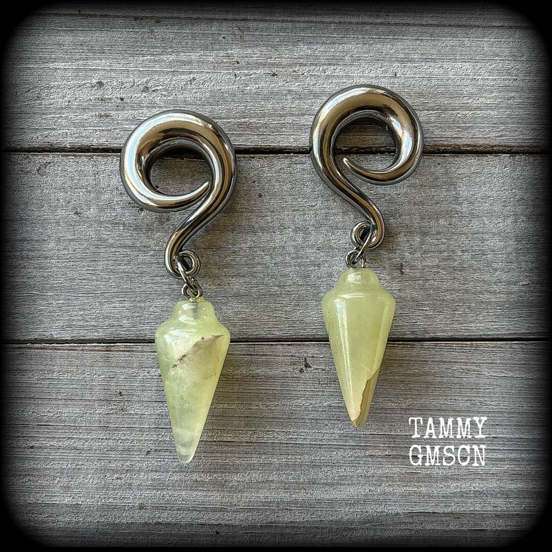 Serpentine Jade Gauged Earrings Jade Ear Weights 0 Gauge Ear Weights ...