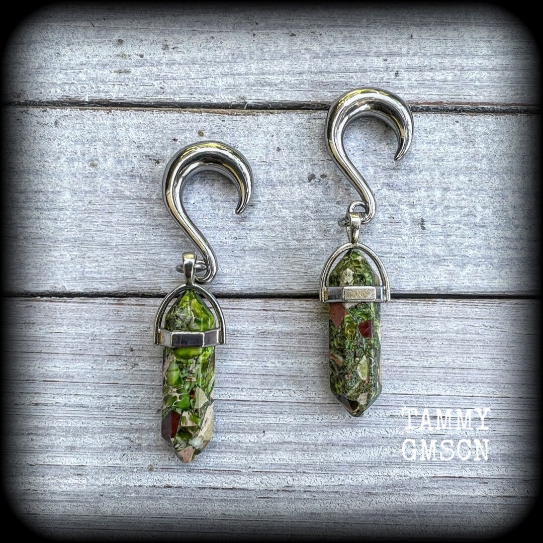 Ocean Jasper Gauged Earrings 2 Gauge Ear Weights Sea Jasper Ear Gauges ...