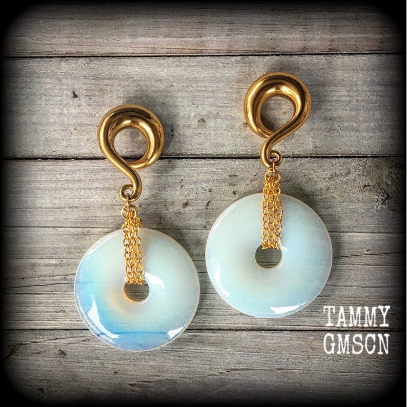 Opalite Ear Weights 00 Gauge Ear Weights Gemstone Ear Weights 10mm Ear ...