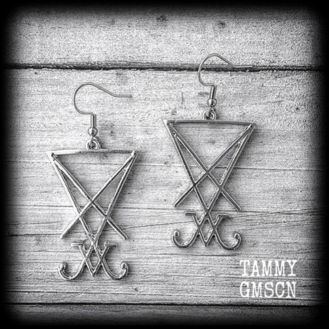 Lucifer earrings Sigil of Lucifer earrings Church of Satan earrings ...