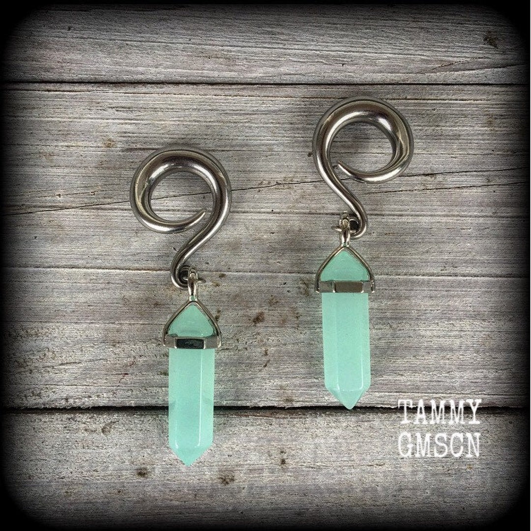 Jade Earrings Jade Ear Weights Sky Blue Jade Ear Hangers 2 - Etsy