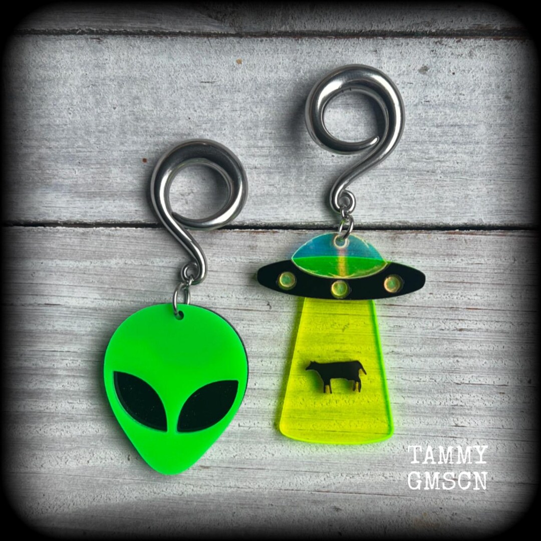 Alien Head Ear Weights 2 Gauge Ear Weights 6mm Alien Ear Gauges Alien ...