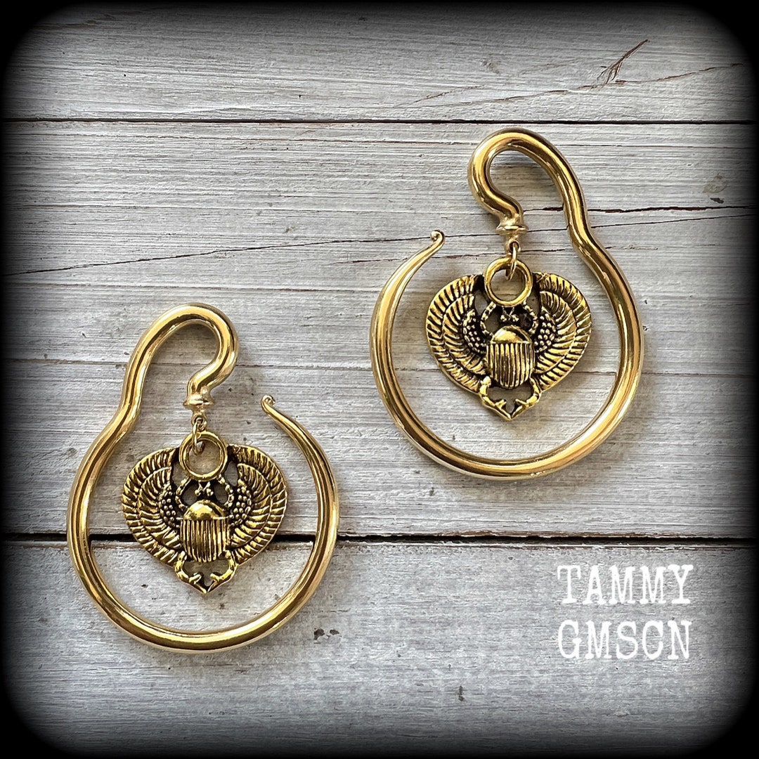 Egyptian Scarab Beetle Ear Hangers Scarab Beetle Earrings - Etsy