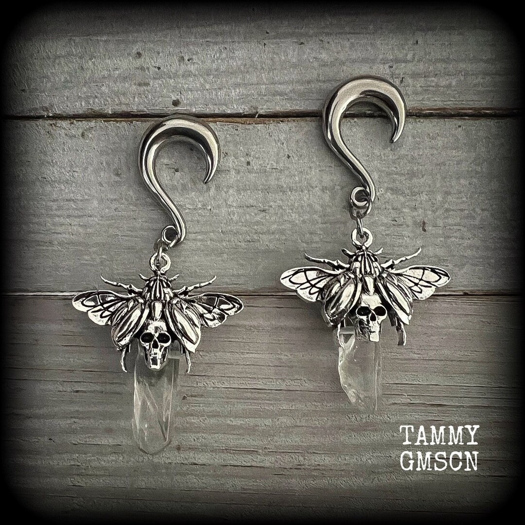 Deathshead Beetle Ear Hangers 2 Gauge Ear Weights Gemstone Ear Weights ...
