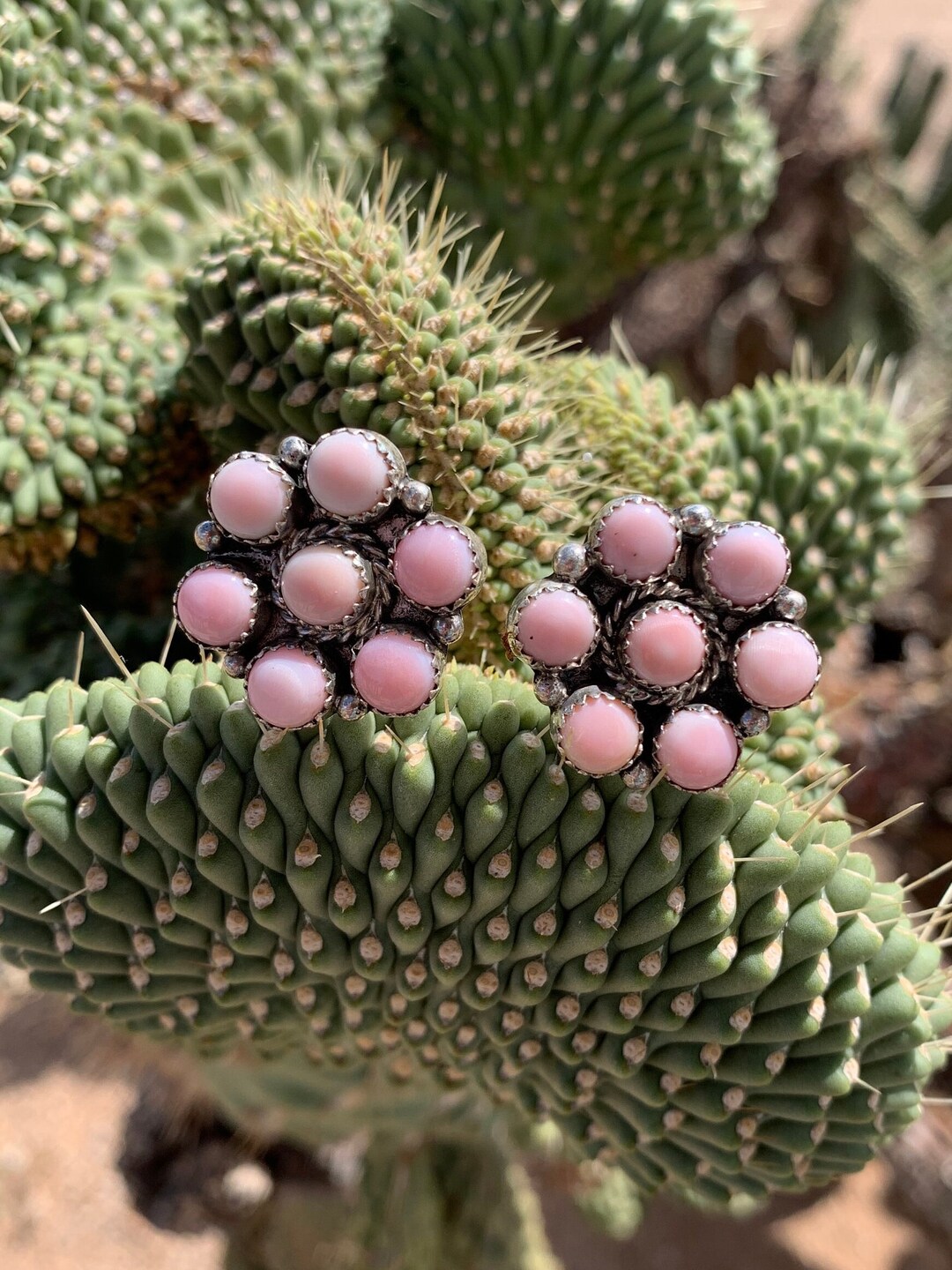 Pink Conch Cluster Post Earrings, SALE Sterling Silver Navajo Handmade ...