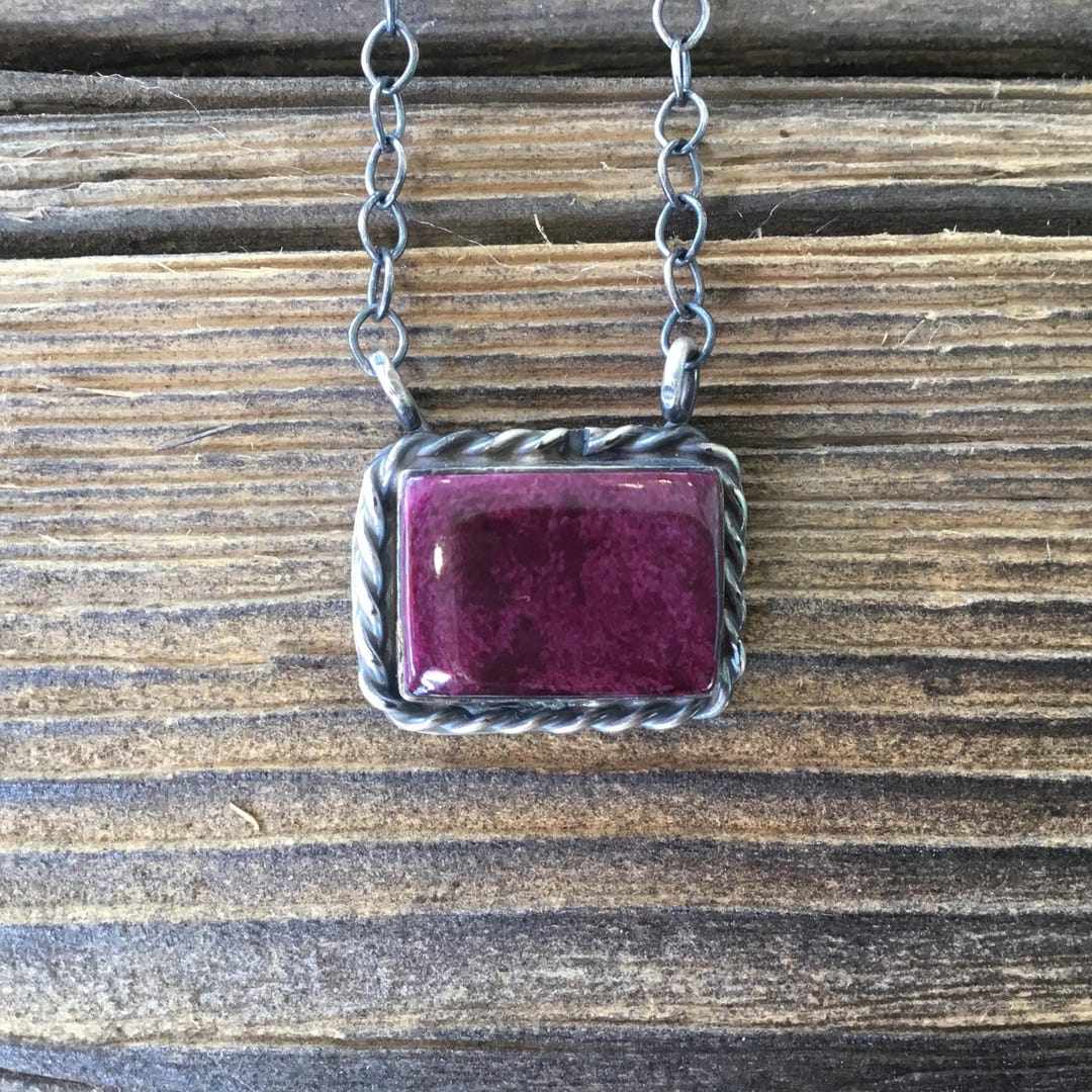 Purple Spiny Oyster Shell Necklace , Sterling Silver FREE Shipping (see ...